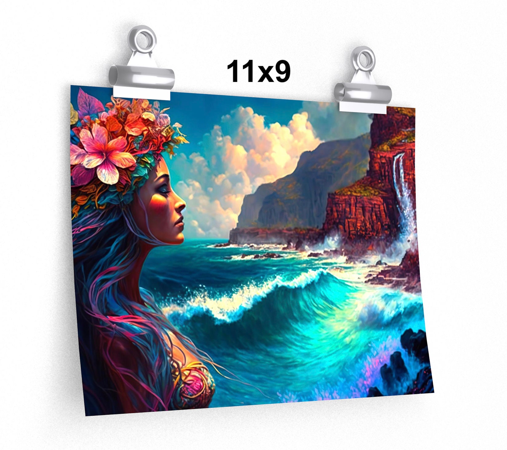 Ocean Art Goddess Namaka Art Print Hawaiian Sea Deity Wall Decor ...
