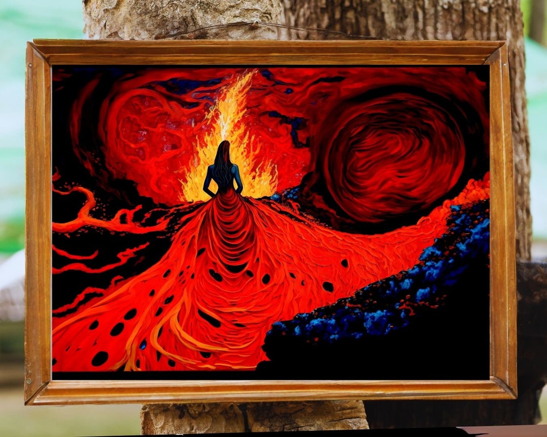 Hawaiian Goddess Pele's Anger Art Print Erupting Volcano Red Lava ...