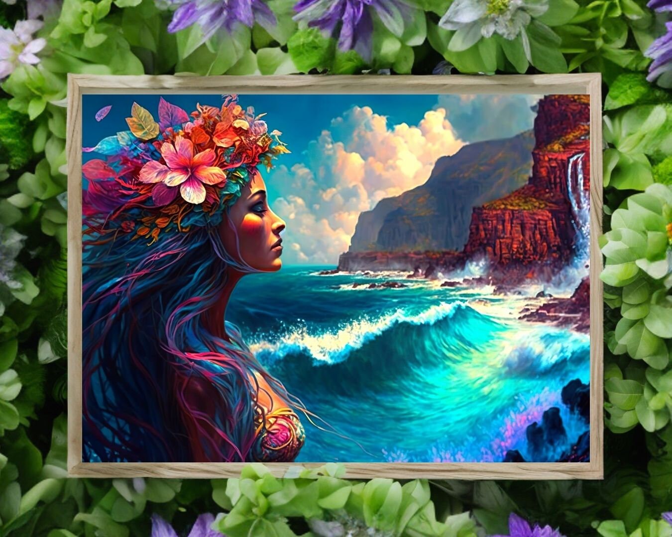 Ocean Art Goddess Namaka Art Print Hawaiian Sea Deity Wall Decor ...