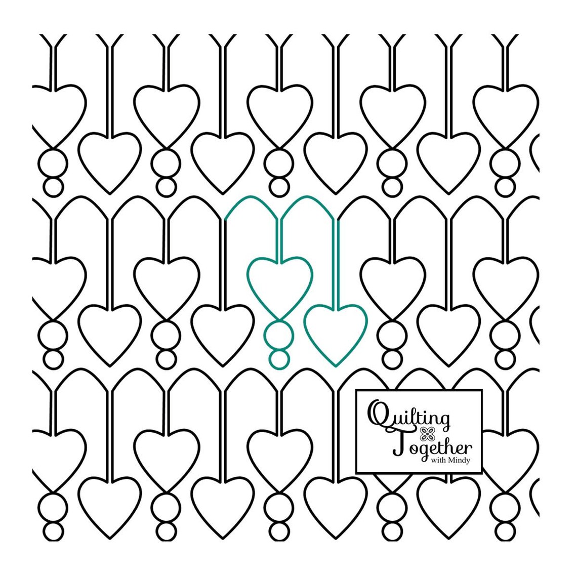 Heart Drop Panto Digital Design for Longarm Quilting Edge to Edge E2E Valentine's Day Pantograph ...