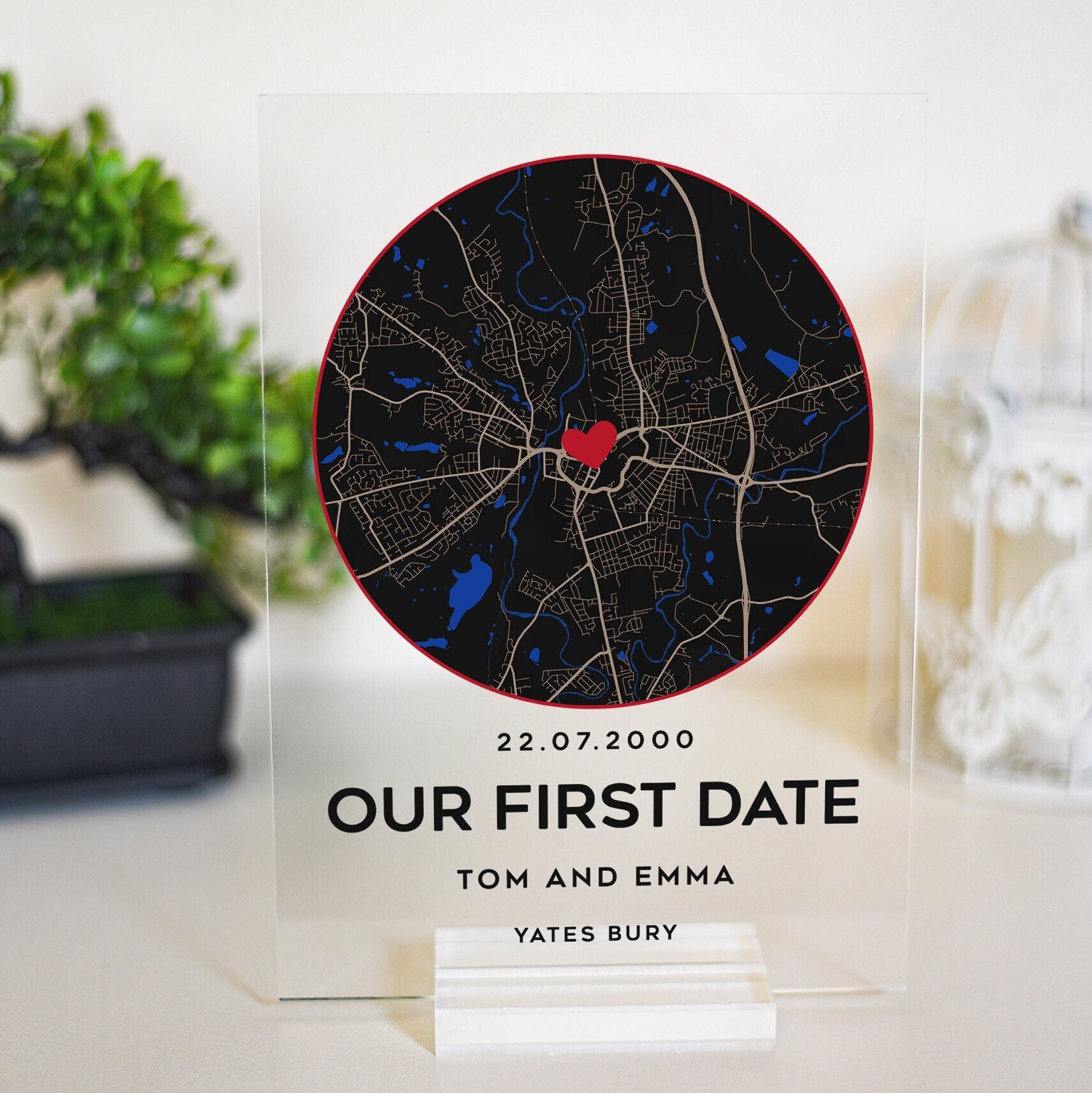 Custom Map of Our First Date Personalized Where We First Met Map Gift ...
