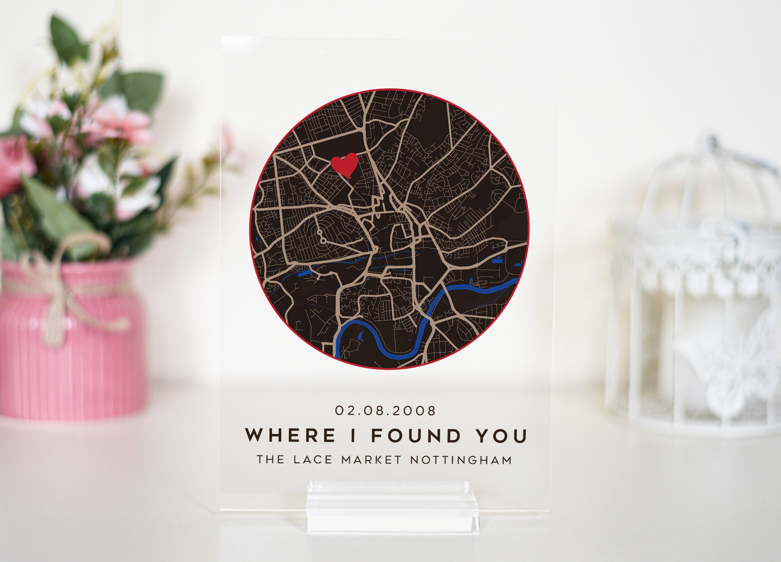 Personalised Where We First Met Map, Map Our First Date Plaque, First ...
