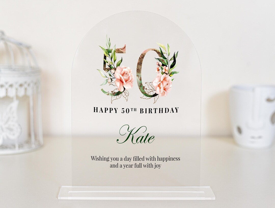 Personalized 50th Birthday Plaque, Custom Acrylic Keepsake Gift for ...