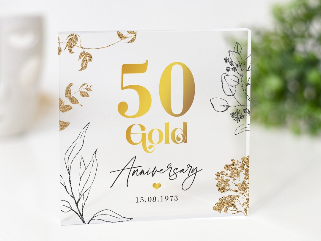 Golden 50th Anniversary Gift - Personalised 50th Anniversary Present ...