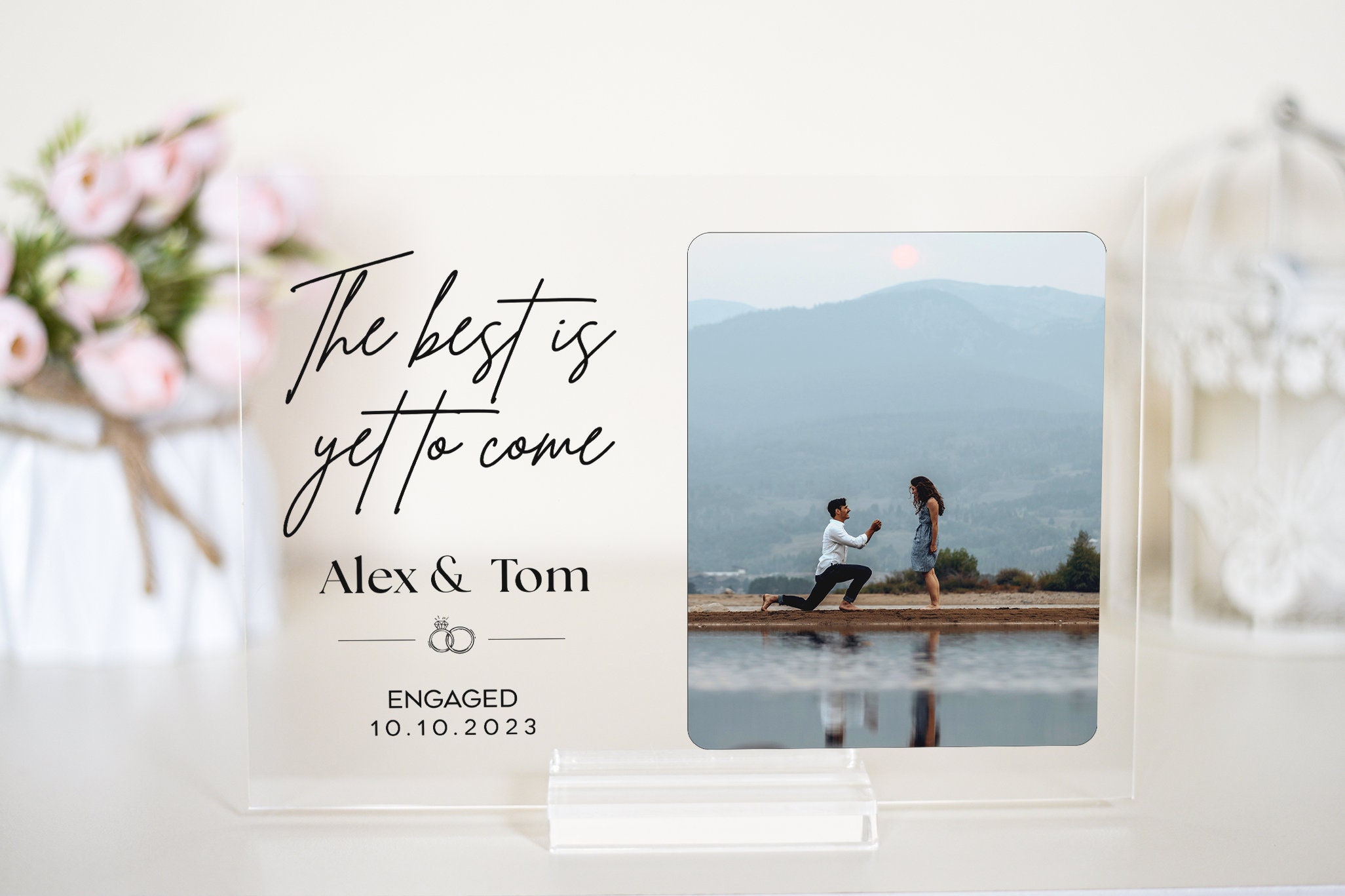Unique Engagement Photo Frame: Celebrate Newly Engaged Love Picture ...