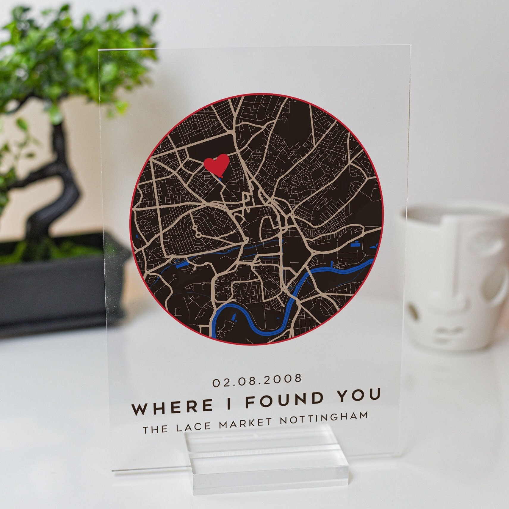 Custom Map of Our First Date - Personalized Where We First Met Map Gift ...
