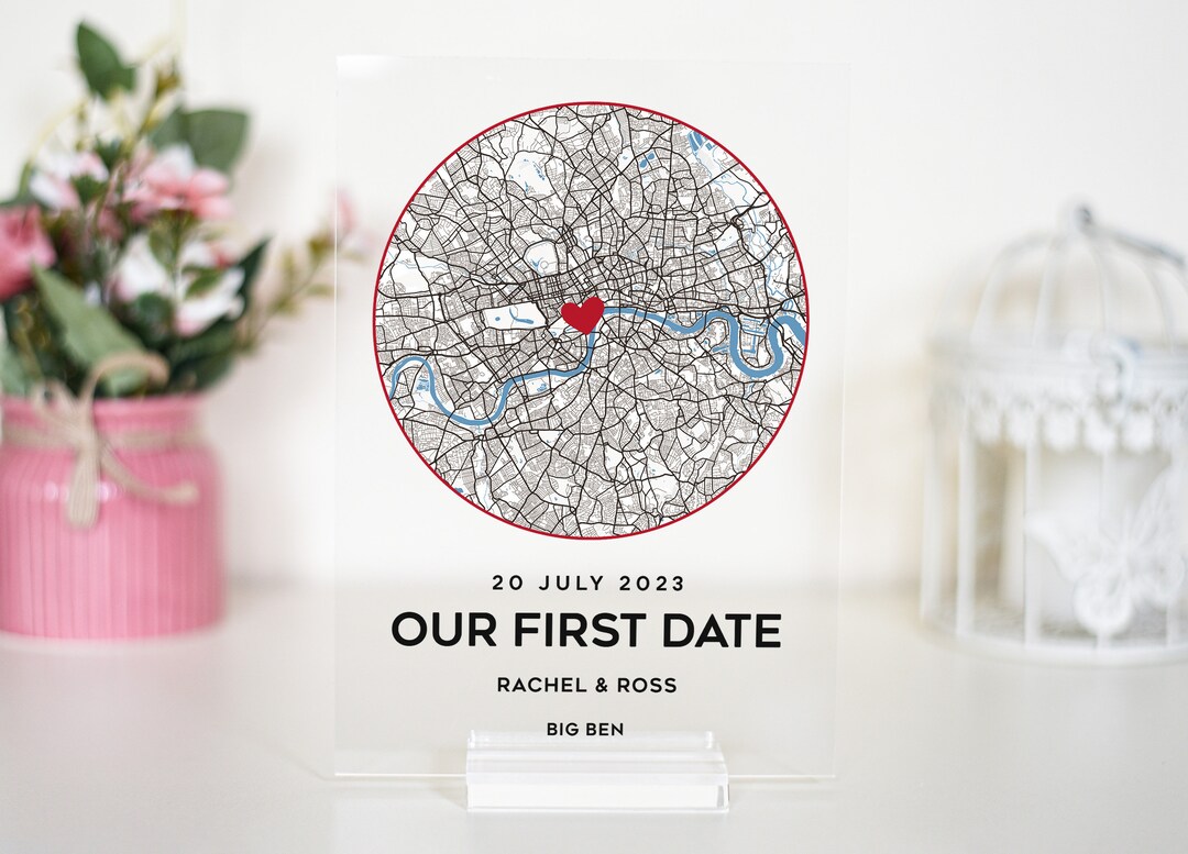 Personalised Where We First Met Map, Map Our First Date Plaque, First ...