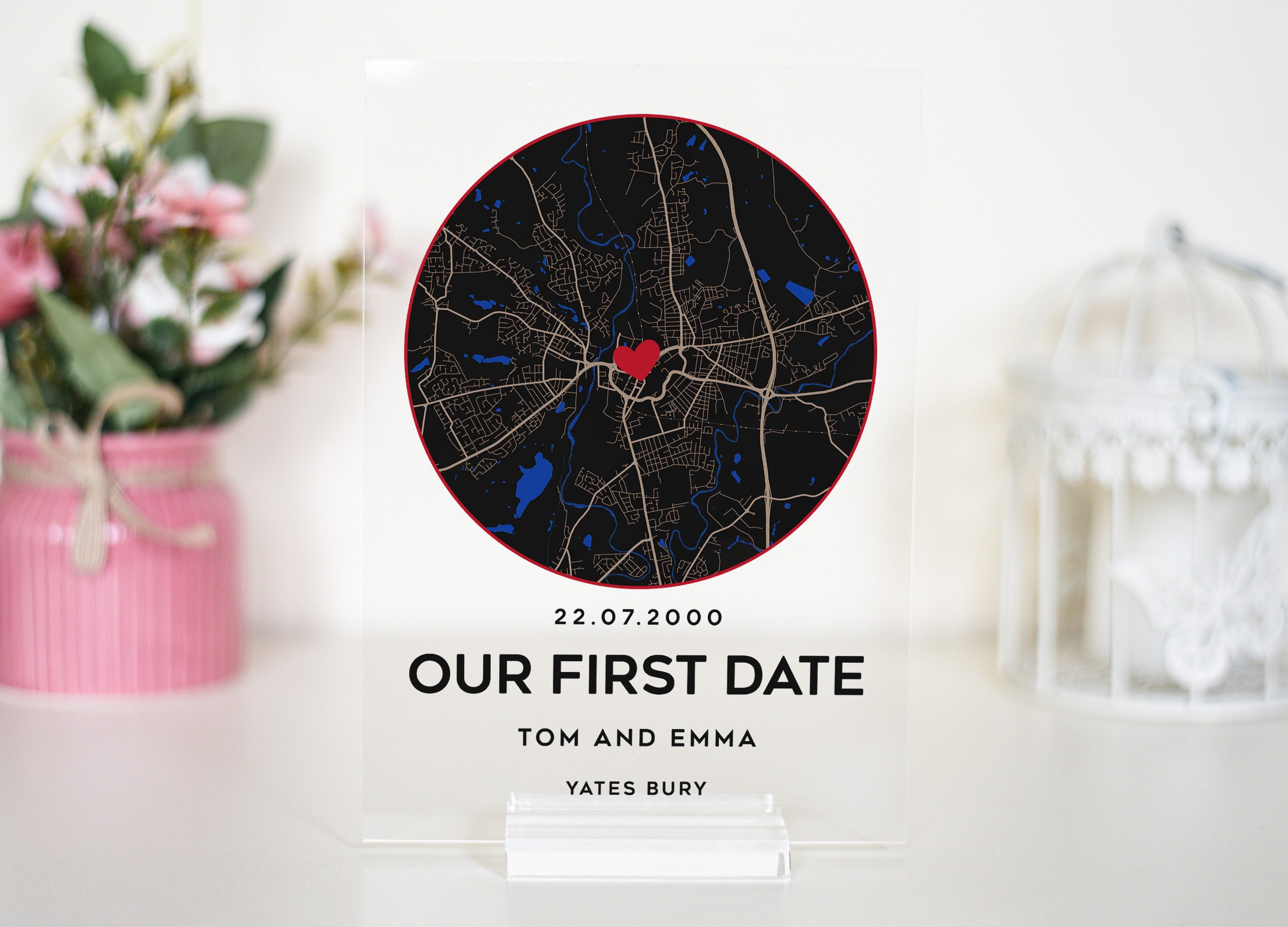 Personalised Where We First Met Map, Map Our First Date Plaque, First ...