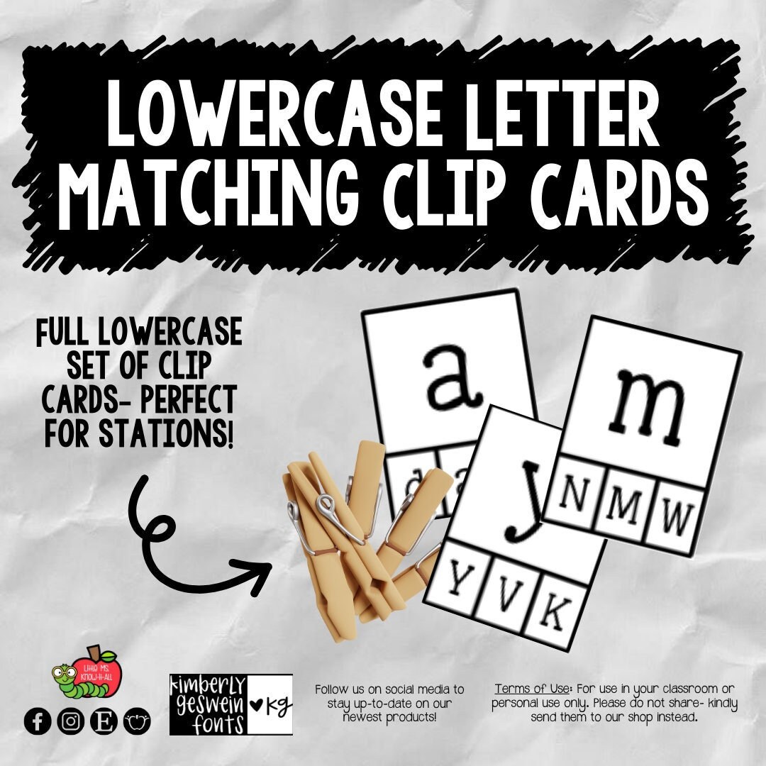 Lowercase Letter Matching Clip Cards Classroom Resources, Teacher ...