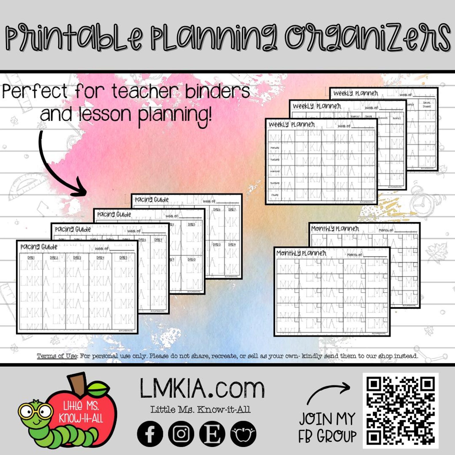 Printable Teacher Lesson Small Group Planning Organizers Growing Bundle ...
