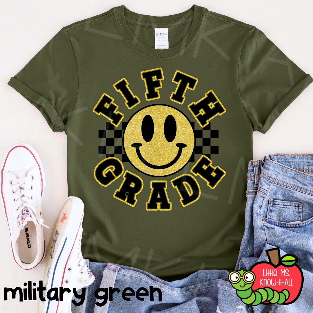 Smiley Emoji Retro Checkered Grade Level Teacher Team Shirts, Cute ...