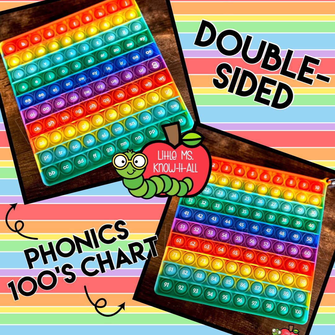Double-sided Phonics and 100's Chart Large Learning Pop-it for ...