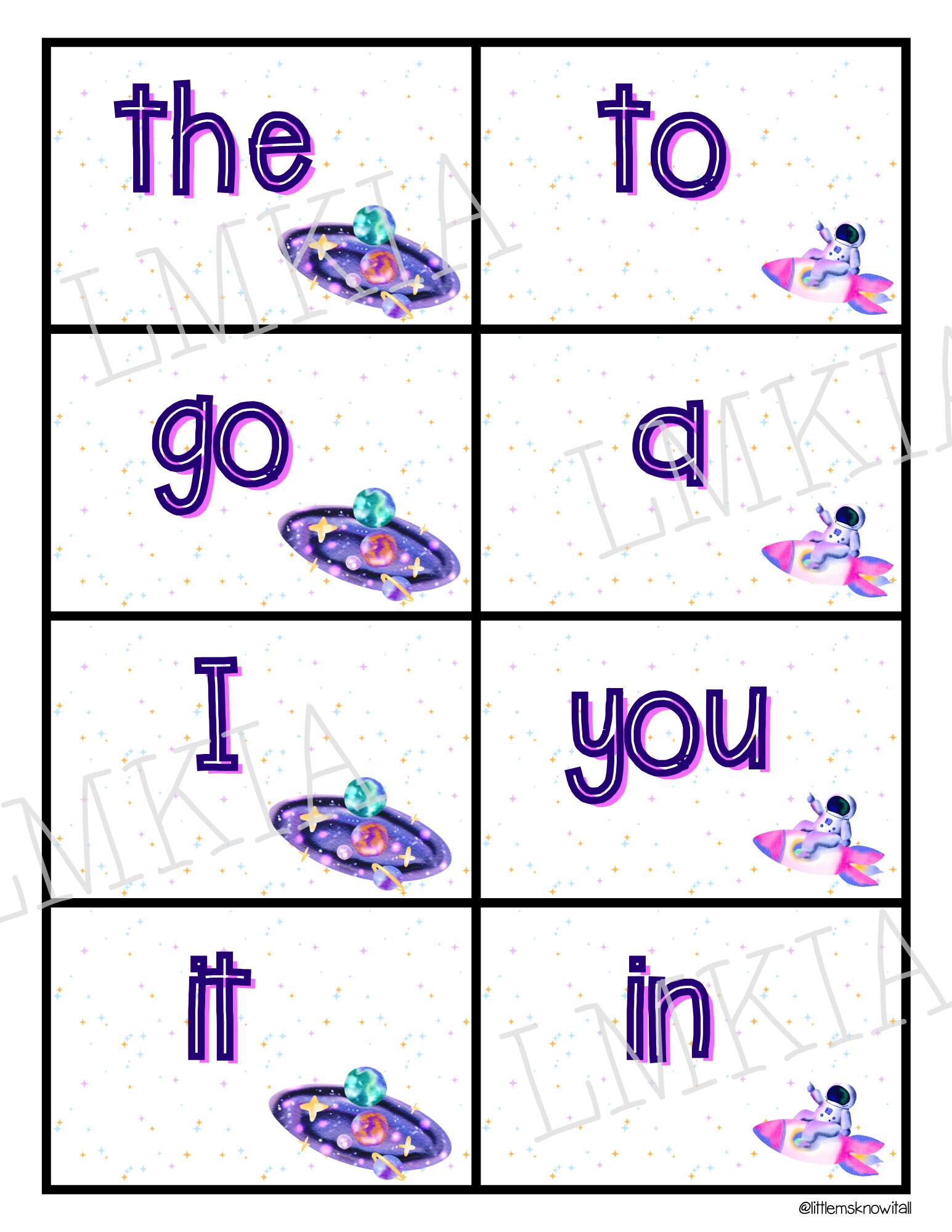 Space Dolch Sight Word Printable Flashcards, Classroom Digital ...