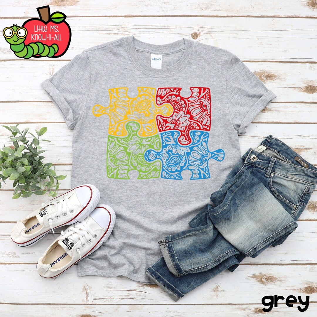 Autism Awareness Mandala Puzzle Shirt, Cute Teacher Shirt, April is ...