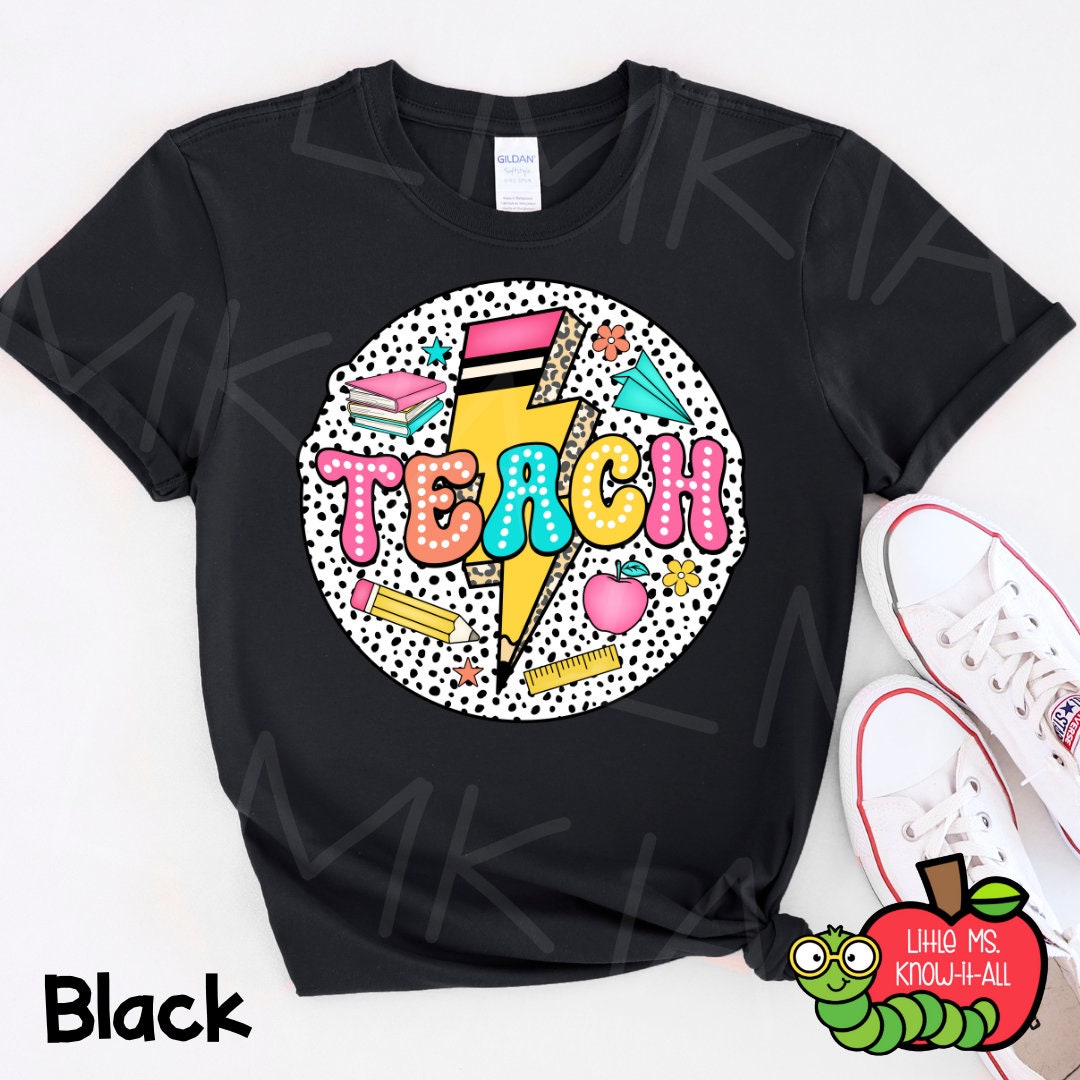 Dalmatian Teach Lightning Pencil Bolt Bright Teacher T-shirt, Back to ...