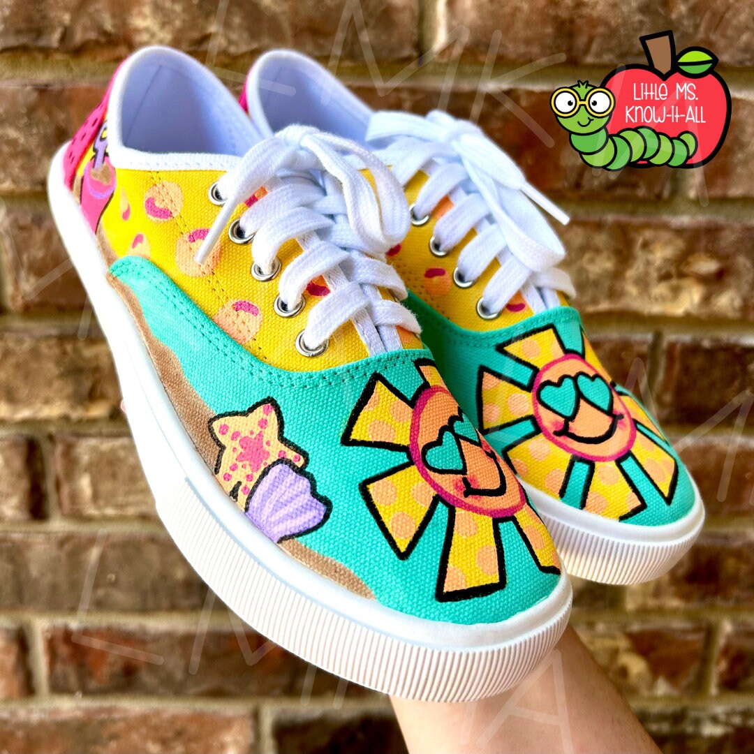 Hand-painted Hello Summer Beach-themed Fun in the Sun Shoes, Vans, Cute ...