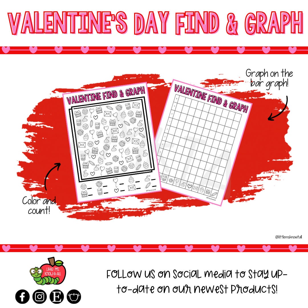 Valentine's Day Find & Graph Printable Activity, Coloring and Counting ...