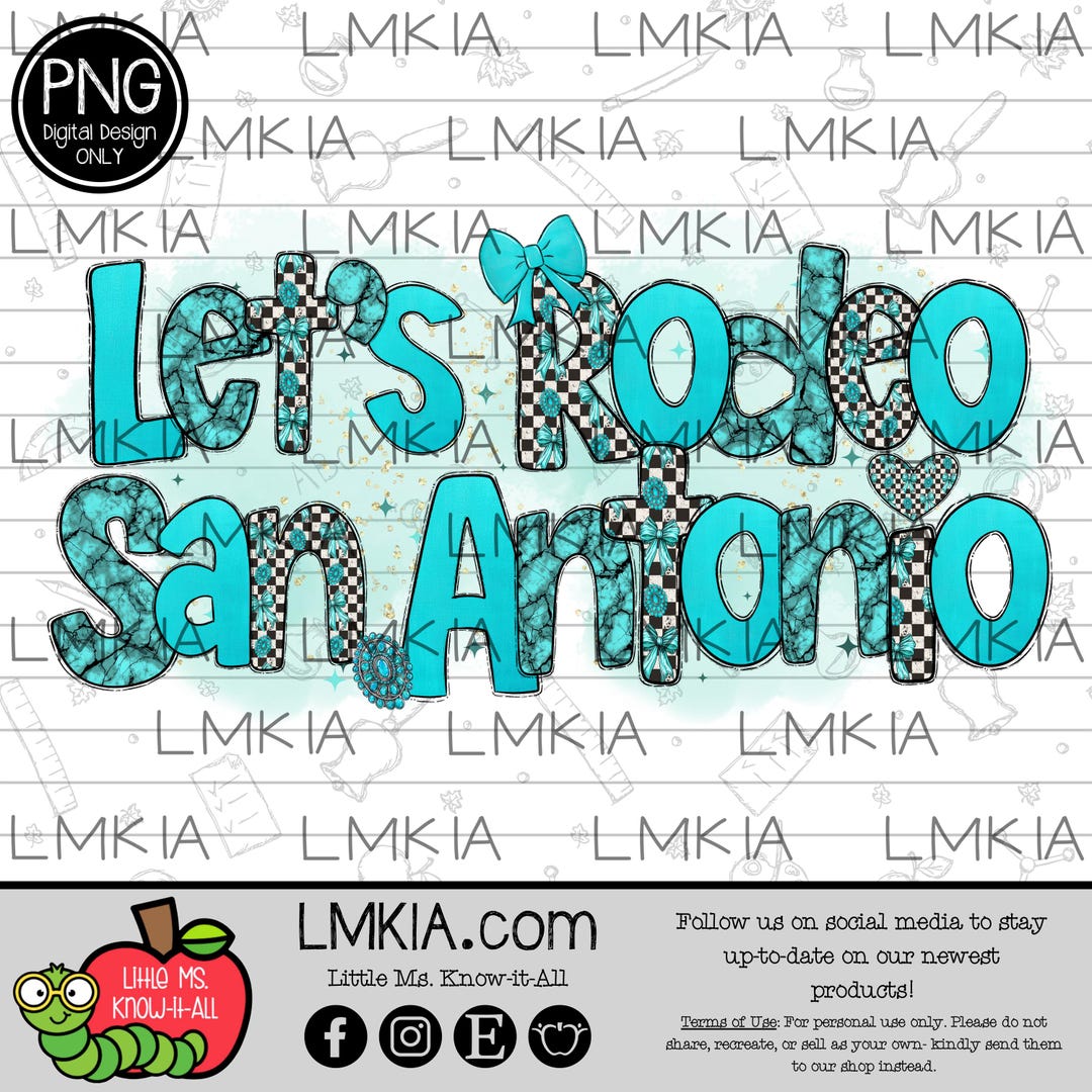 Let's Rodeo San Antonio Western Turquoise PNG Digital Design, Texas ...