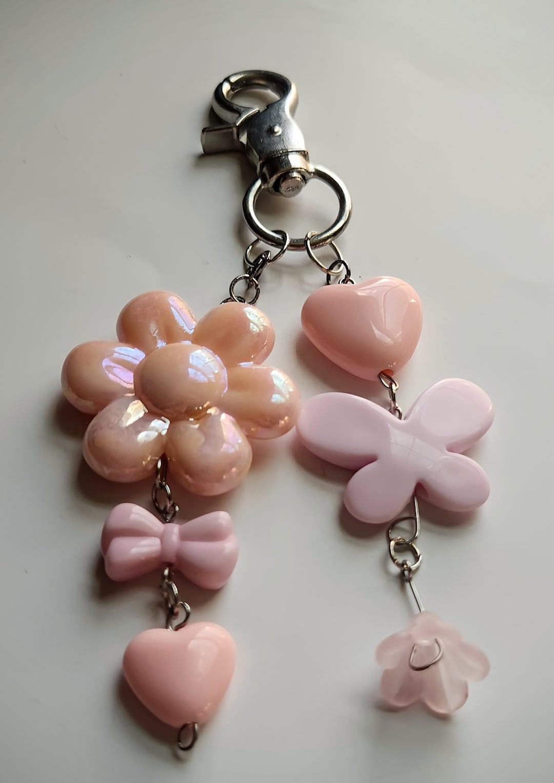 Pink Flower Keychain - Etsy