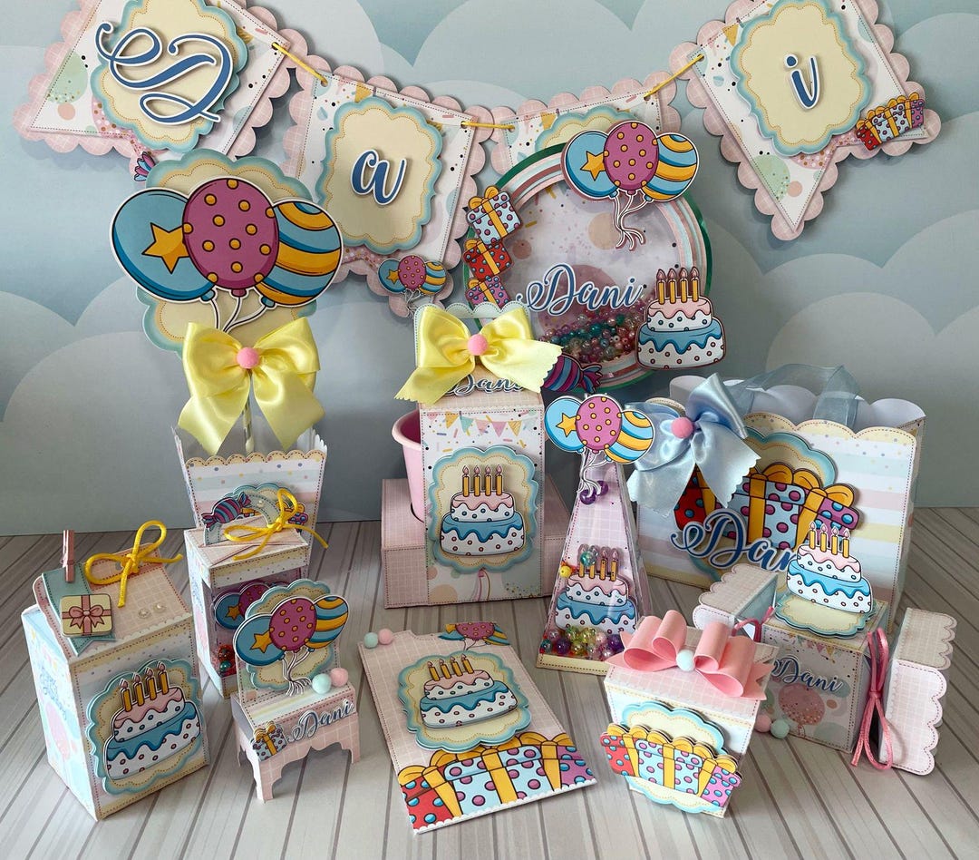 DIY Printable File Happy Birthday Party Favor. Goody Boxes. Party ...