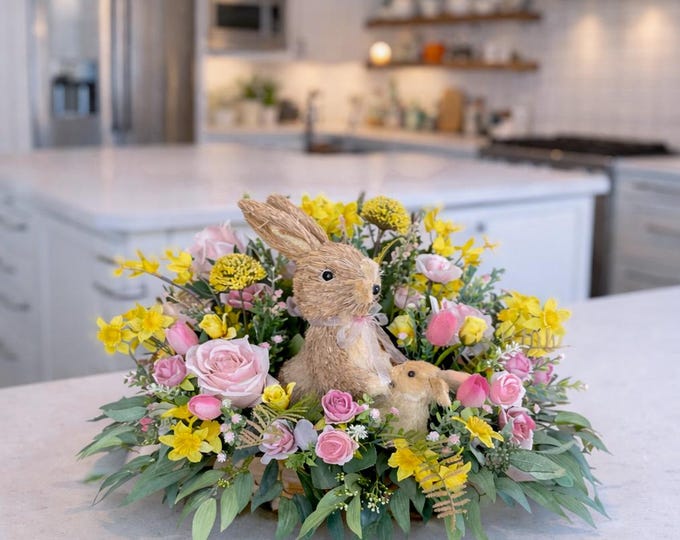 Large Bunny Centerpiece, Easter Centerpiece, Easter Bunny Decor, Easter ...