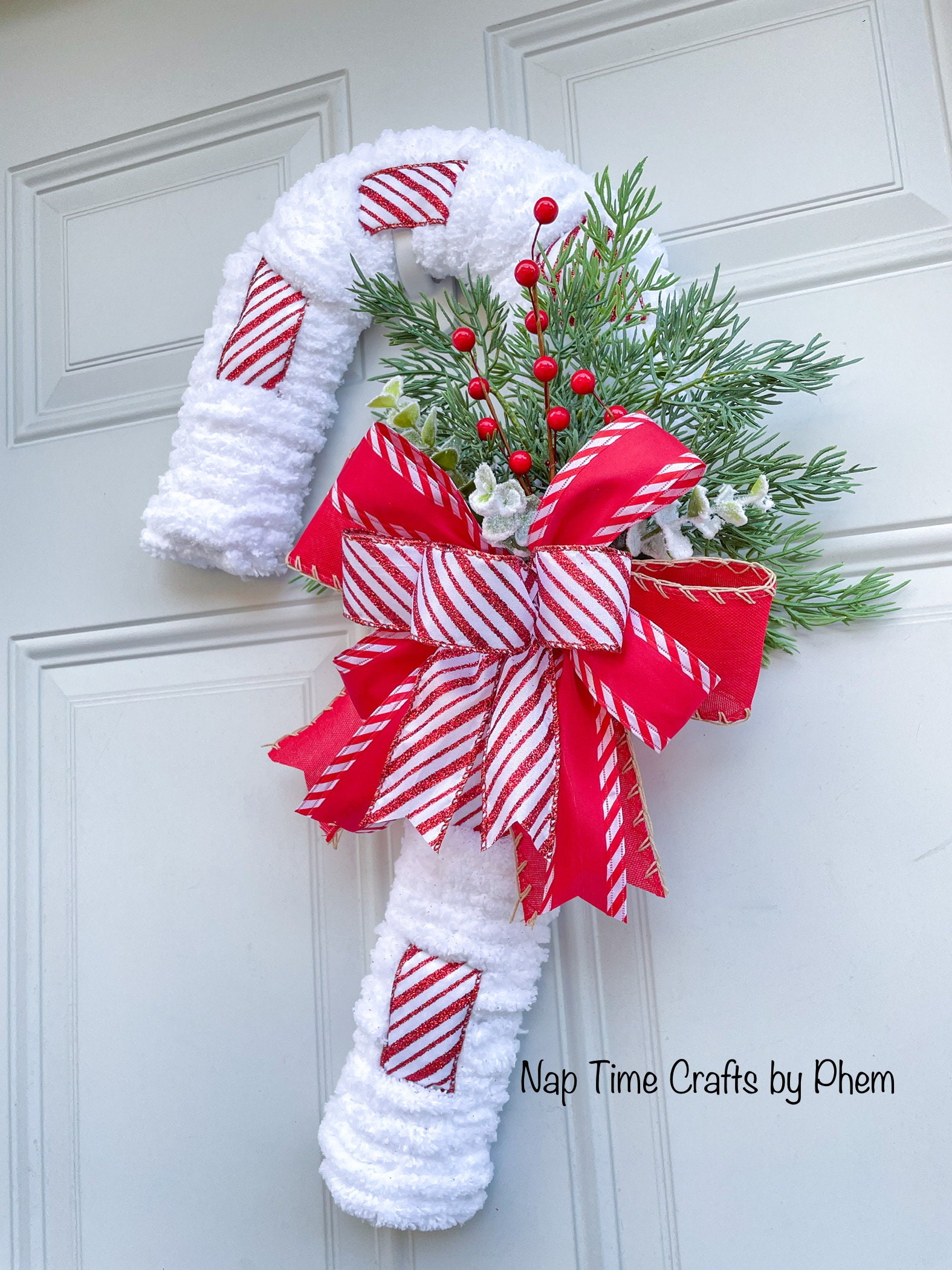 Candy Cane Wreath, Christmas Wreath, Christmas Decor, Holiday Decor ...