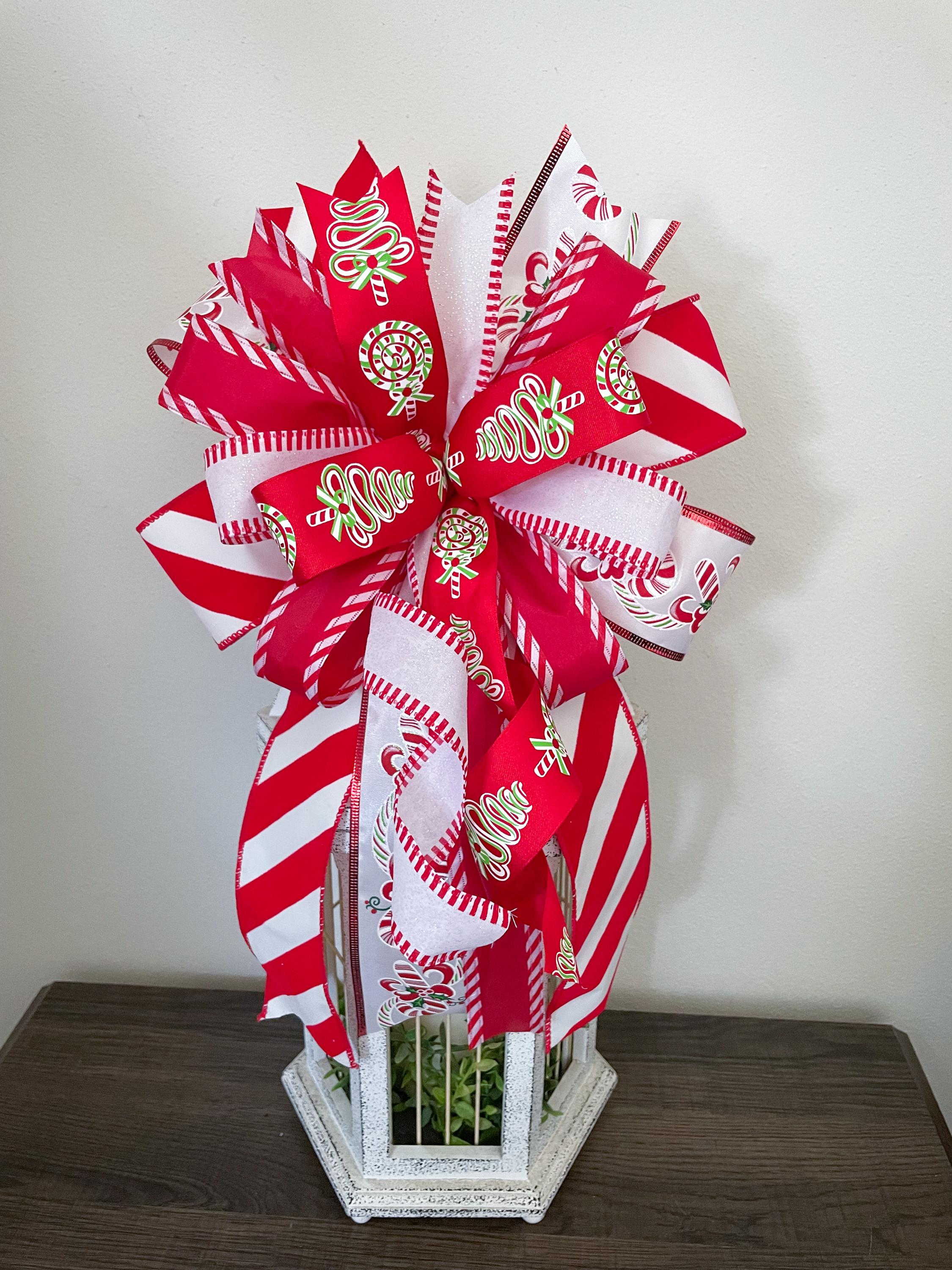 Christmas Bows for Wreath, Candy Cane Bow, Christmas Bow for Kitchen ...