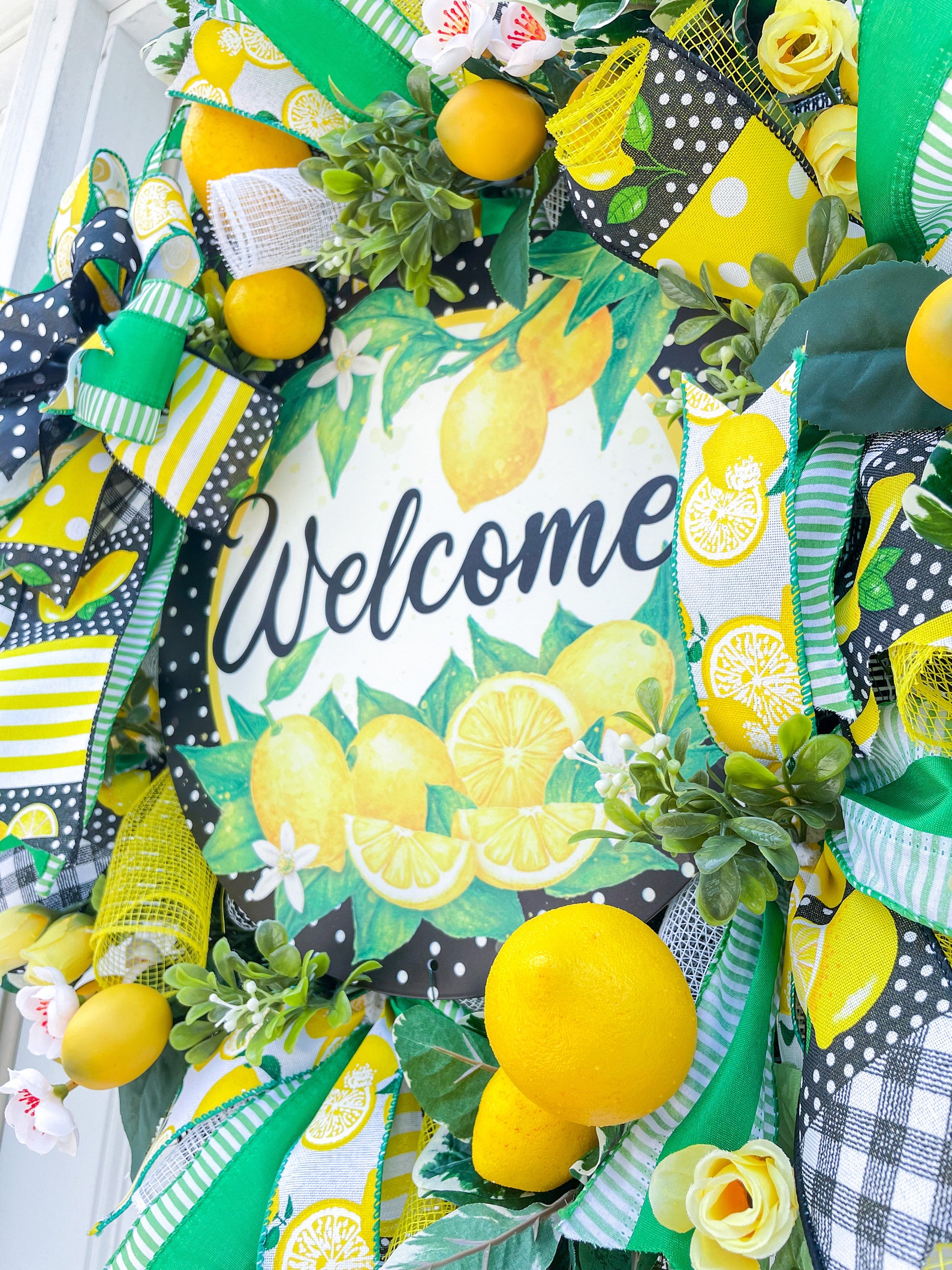 Handmade Lemon Welcome Wreath: Spring Summer Front Door Decor - Etsy Canada