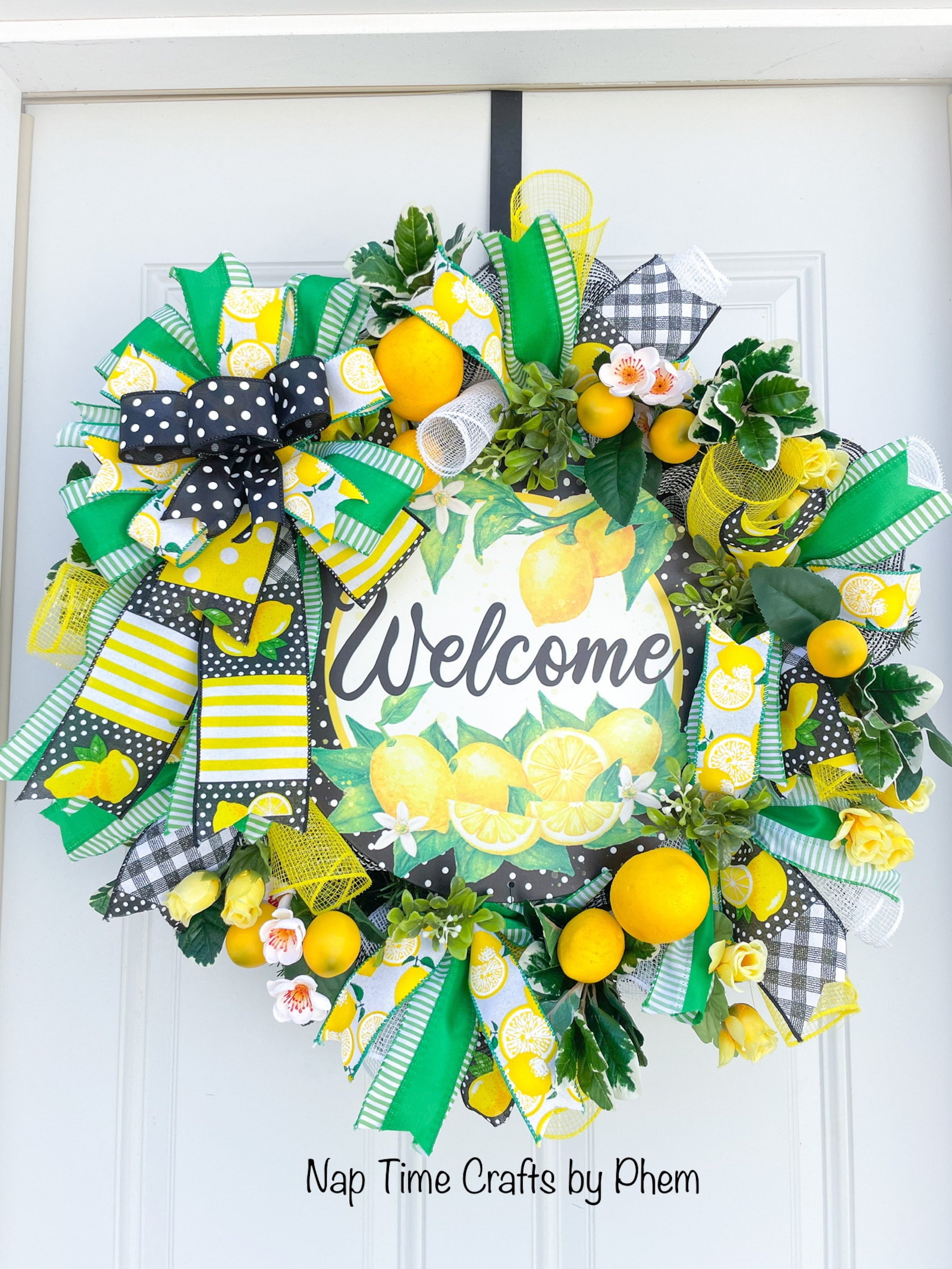 Handmade Lemon Welcome Wreath: Spring Summer Front Door Decor - Etsy Canada
