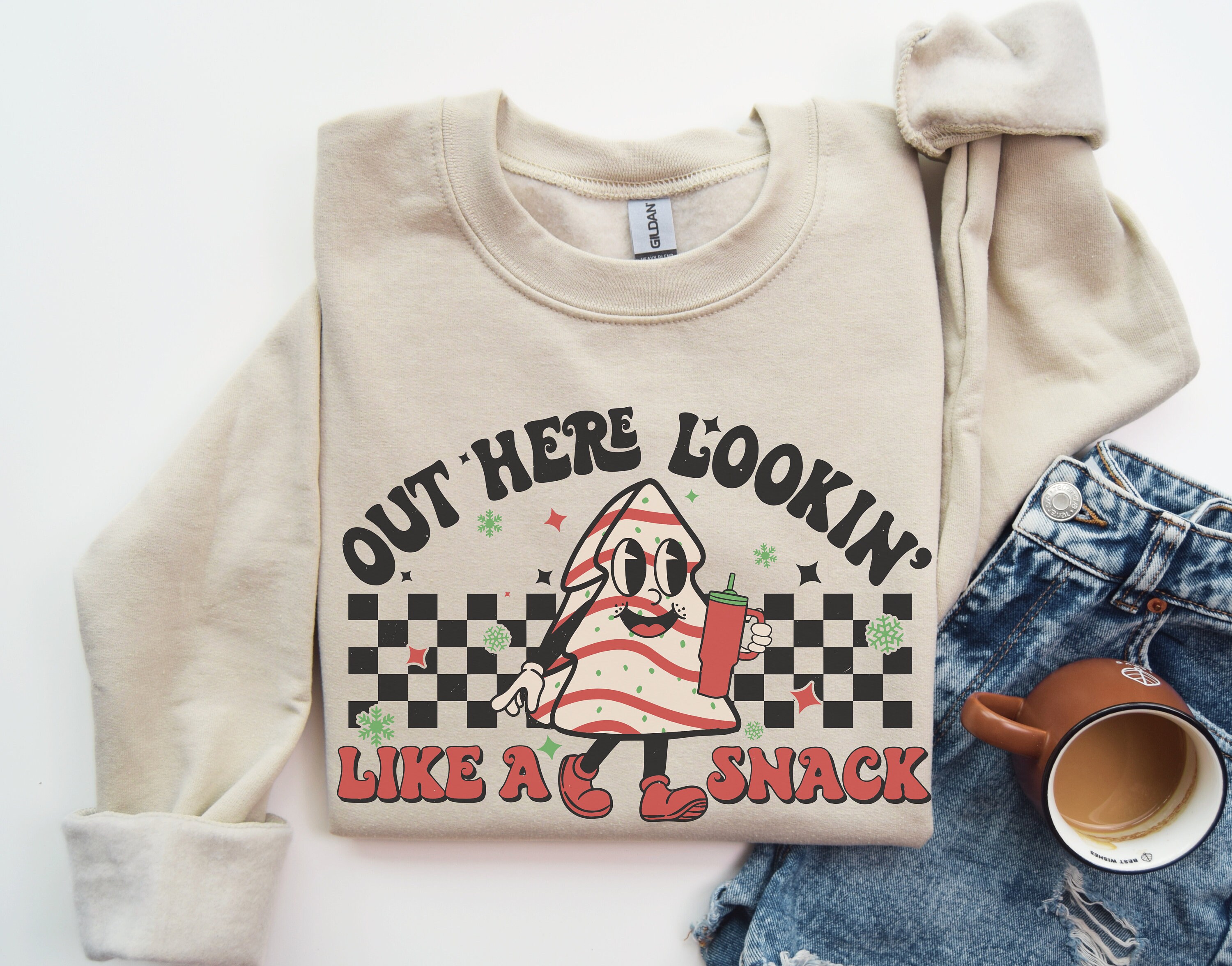 Retro Lookin Like A Snack, Pump Cover, Christmas Crewneck, Holiday ...
