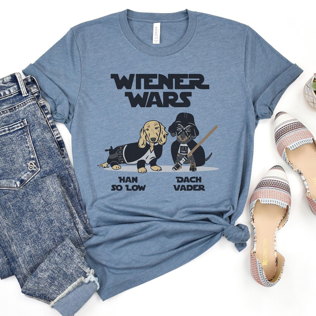 Wiener Wars Unisex Short Sleeve Tee - Dachshund Humor Shirt - Star Wars ...
