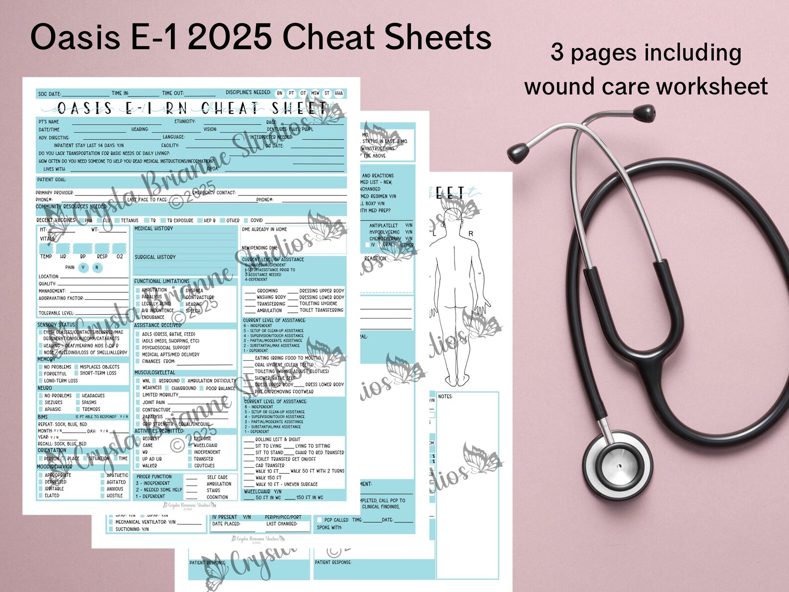 Home Health Nursing Documentation Bundle: OASIS Soc, Wound, SNV ...