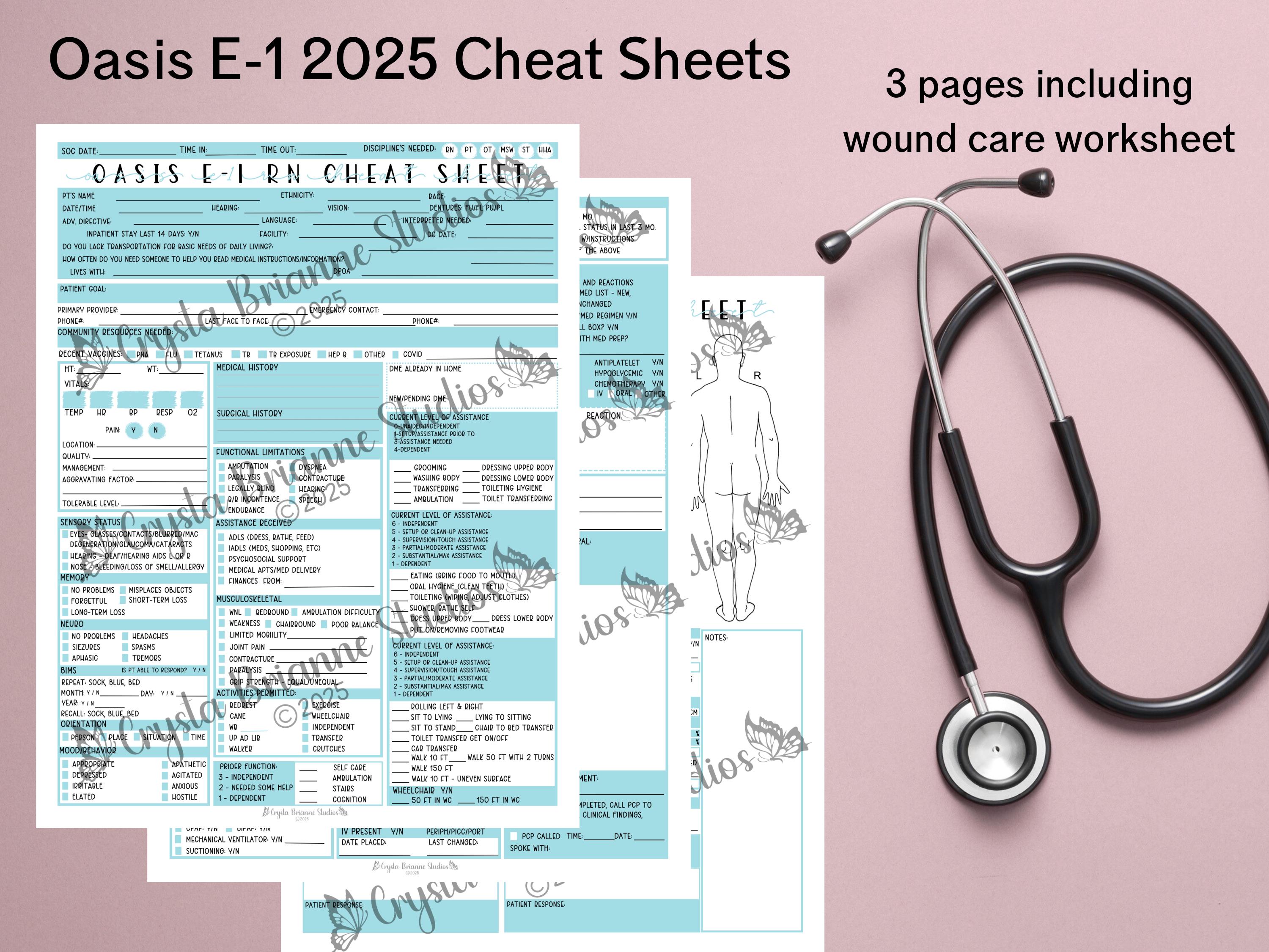 Home Health Nursing Documentation Bundle: OASIS Soc, Wound, SNV ...