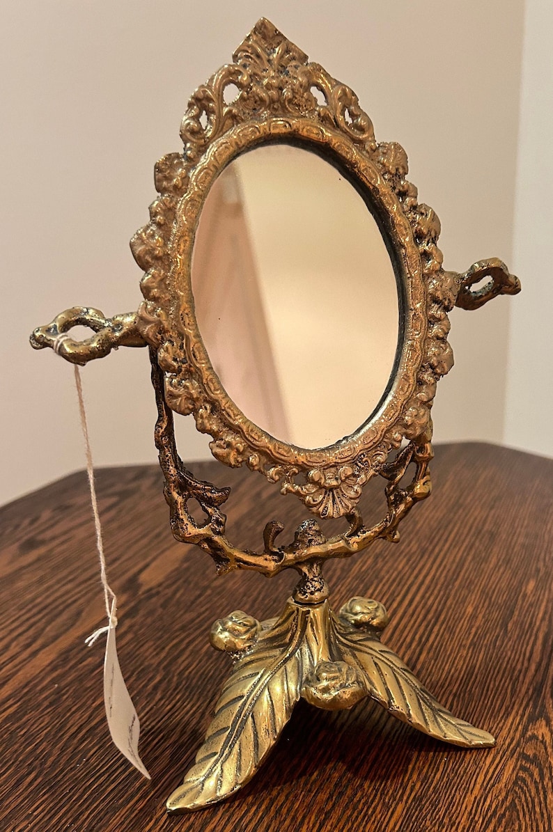 Vintage Small Tilting Mirror - Brass - Etsy