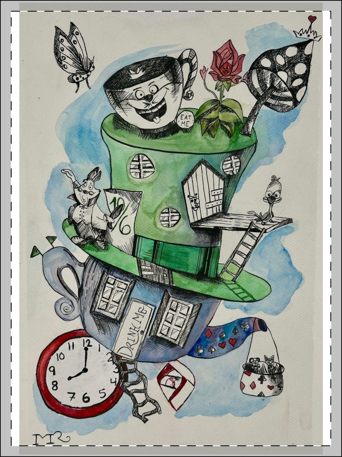 Original Art Work Print, Alice in Wonderland, Mad Hatter Design - Etsy