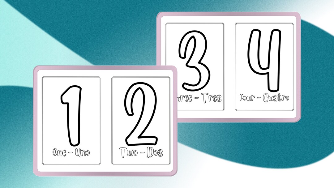 Bilingual Coloring Flashcards in Spanish and English Printed on ...