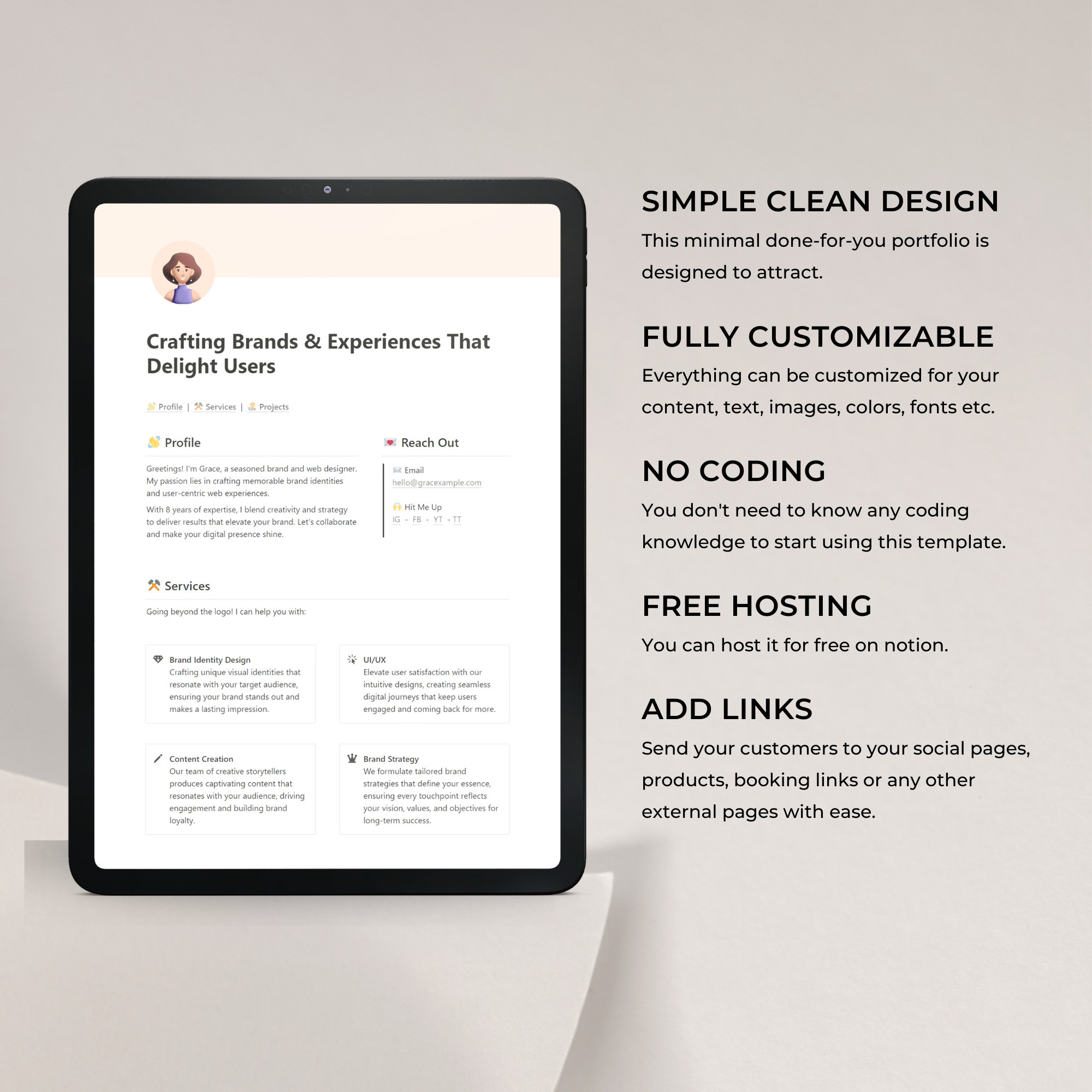 Notion Portfolio Template, Design Portfolio, Portfolio, Freelancer ...
