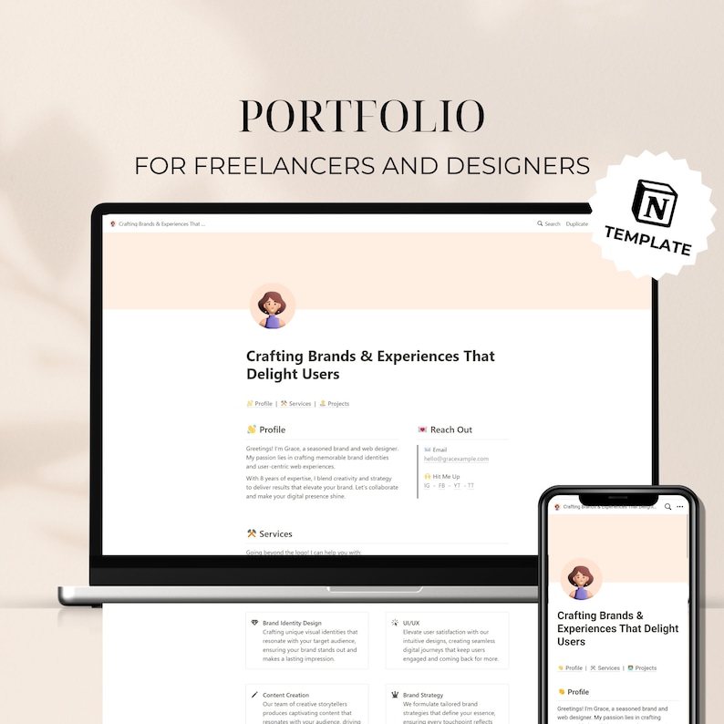 Notion Portfolio Template, Design Portfolio, Portfolio, Freelancer Portfolio, UI Portfolio ...