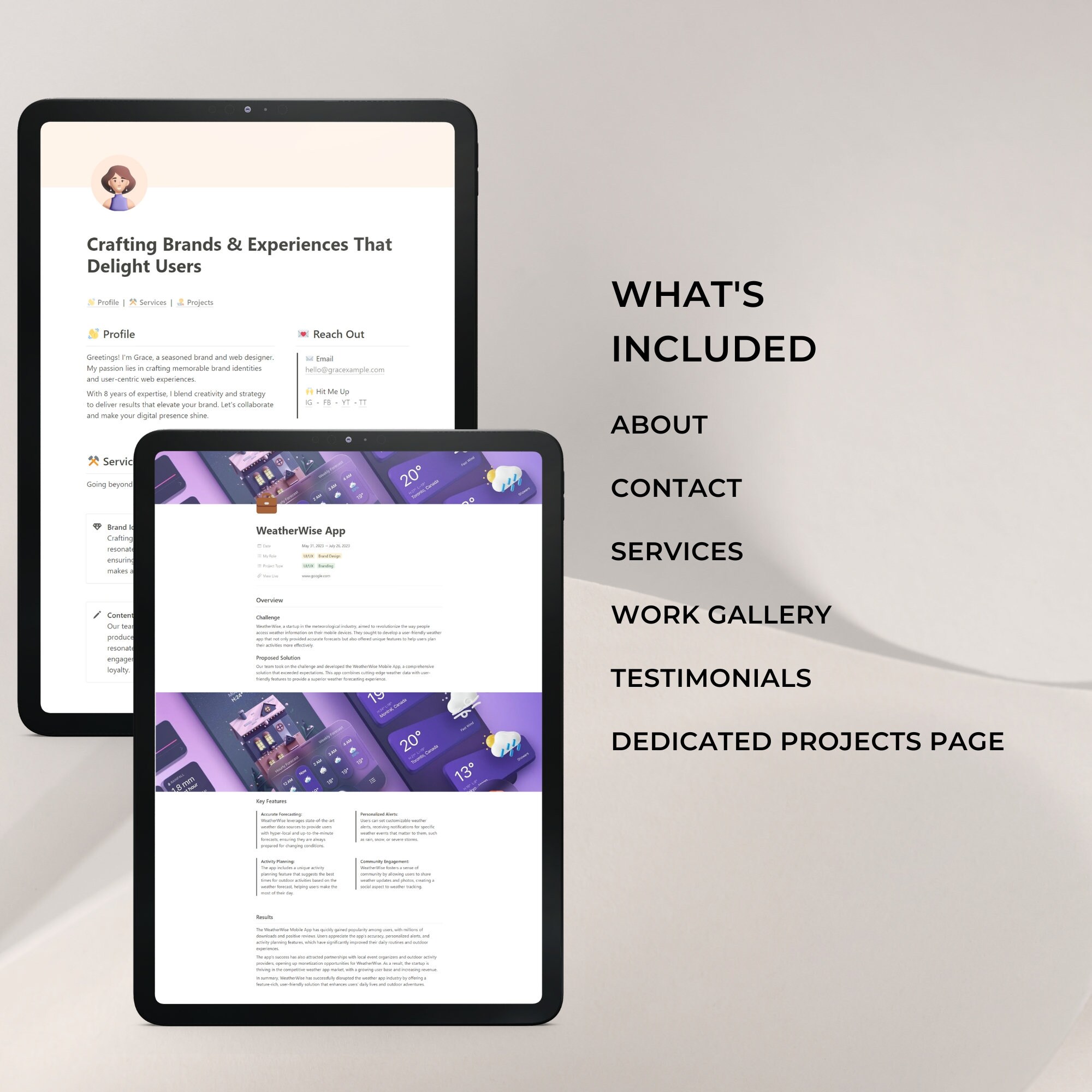 Notion Portfolio Template, Design Portfolio, Portfolio, Freelancer ...