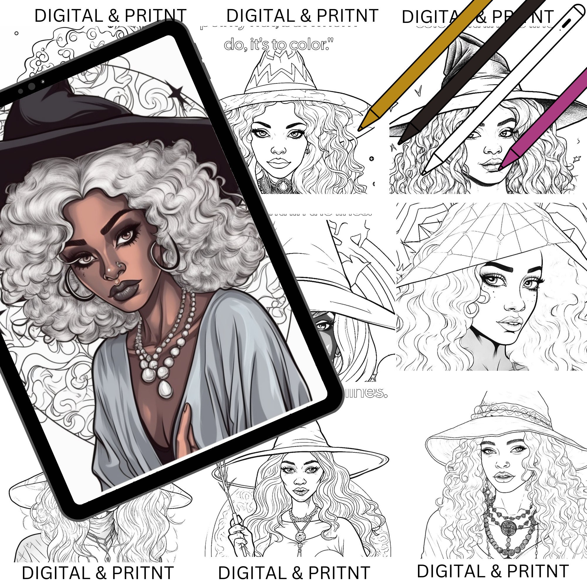 Witchy Coloring Pages Witch Coloring Book Witch Aesthetic Witch Humor ...