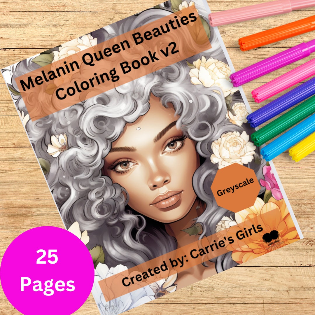 Melanin Queen Collection Volume 2 25 Coloring Pages, Adults Kids ...
