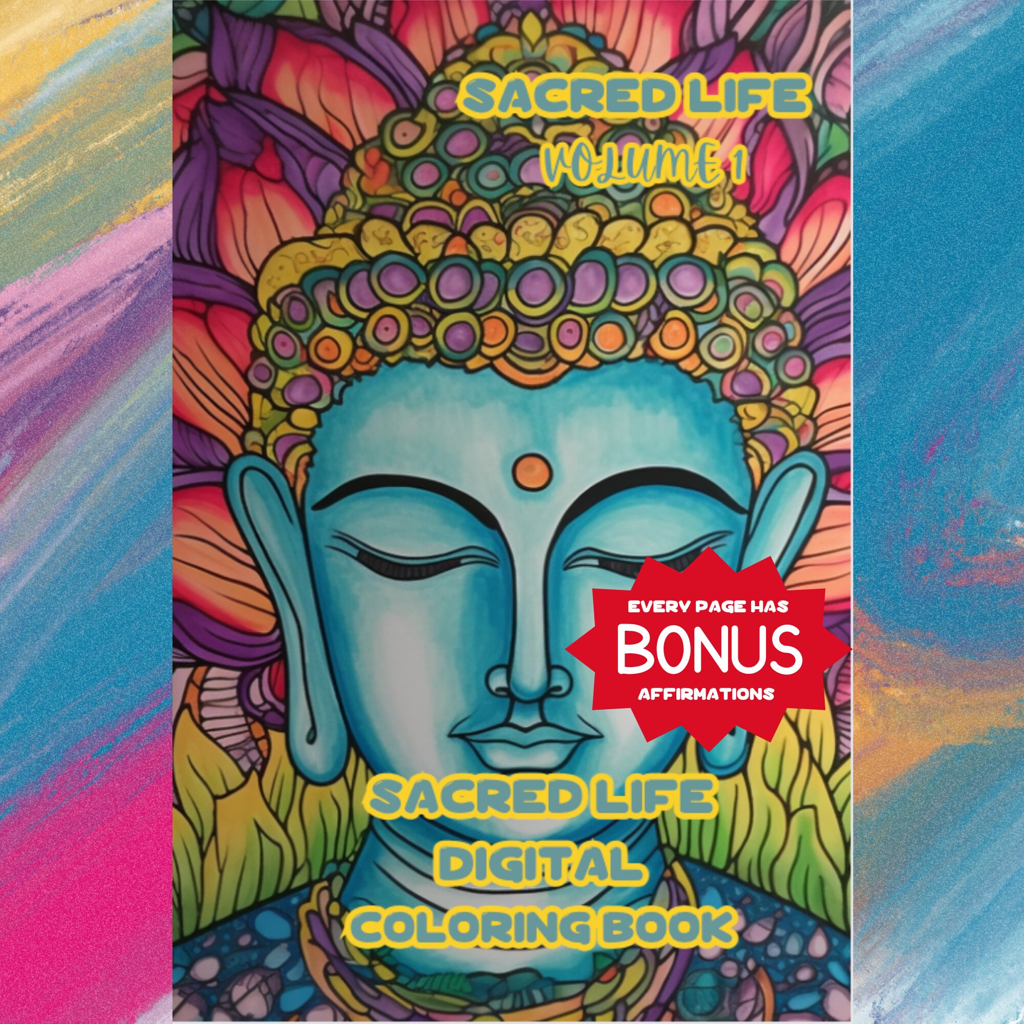 Sacred Life Buddah and Lotus Coloring Book-coloring Pages, Adults Kids ...