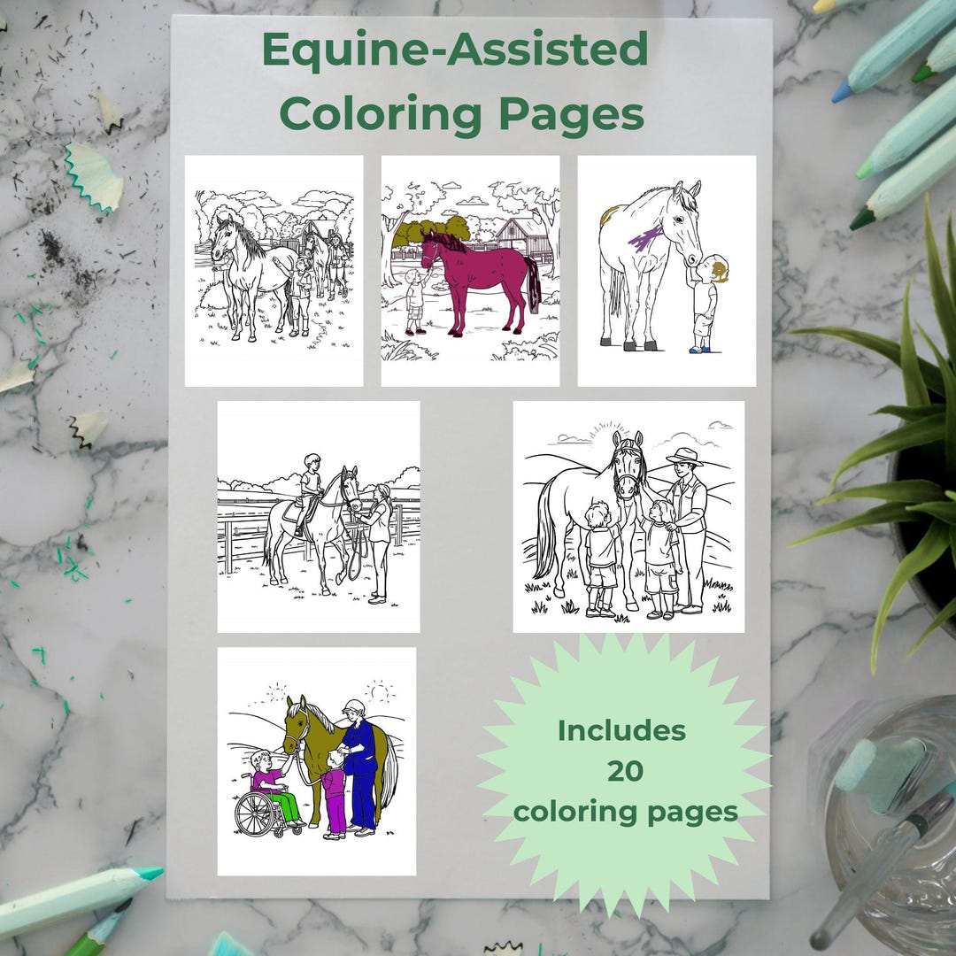 Equine Assisted Horse Therapy Coloring Pages for Youth Disability ...