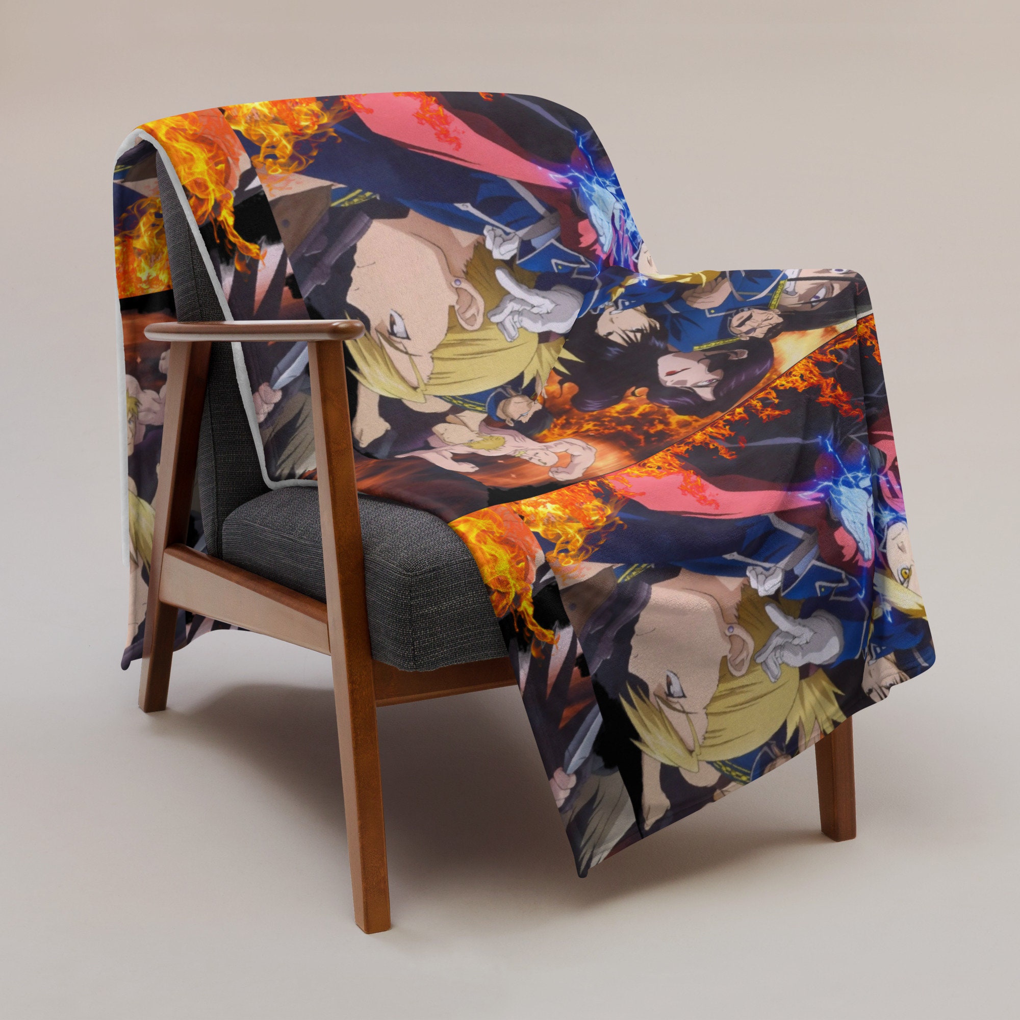 Anime FMA Fire Battle Plush Anime Fan Blanket Anime Warrior Decor ...