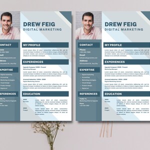 Blue Modern Professional Resume Template, Job Application CV, Editable ...