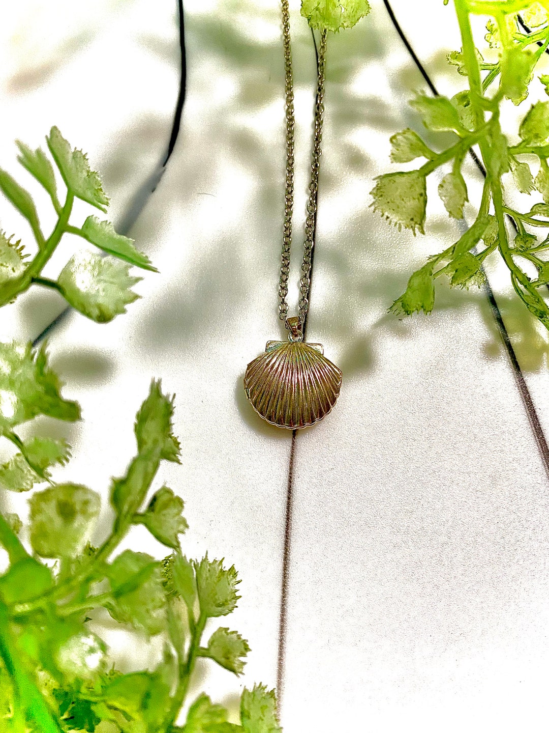 Silver Seashell Locket Necklace - Etsy