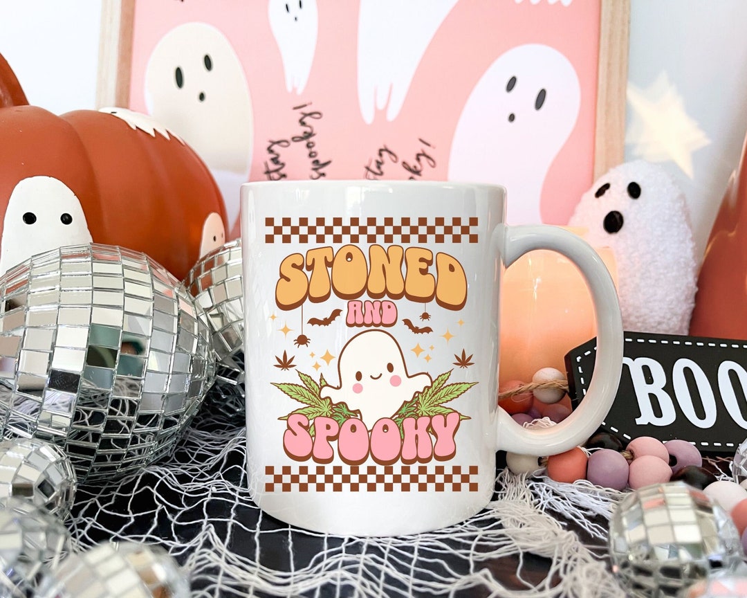 Stoned and Spooky 420 Halloween Ceramic Mug, Pumpkin Spice Stoner Babe ...