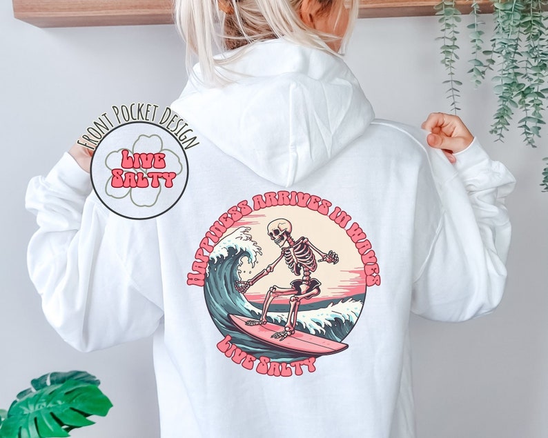Retro Beach Beach and Surf Shop, Forever Summer Hoodie, Live Salty Cozy ...