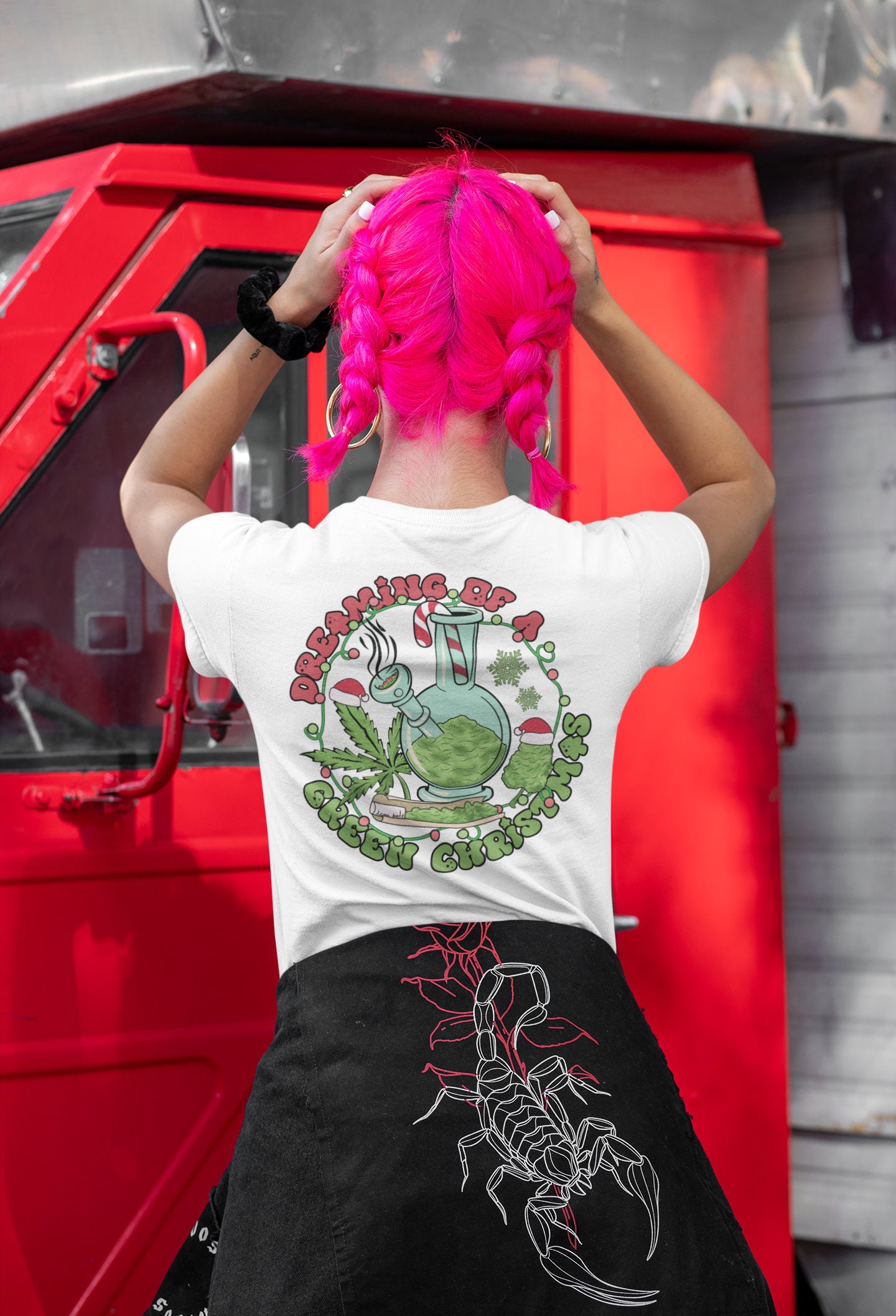 Dreaming of a Green Christmas Weed Shirt, Funny 420 Holiday Tee, Stoner ...