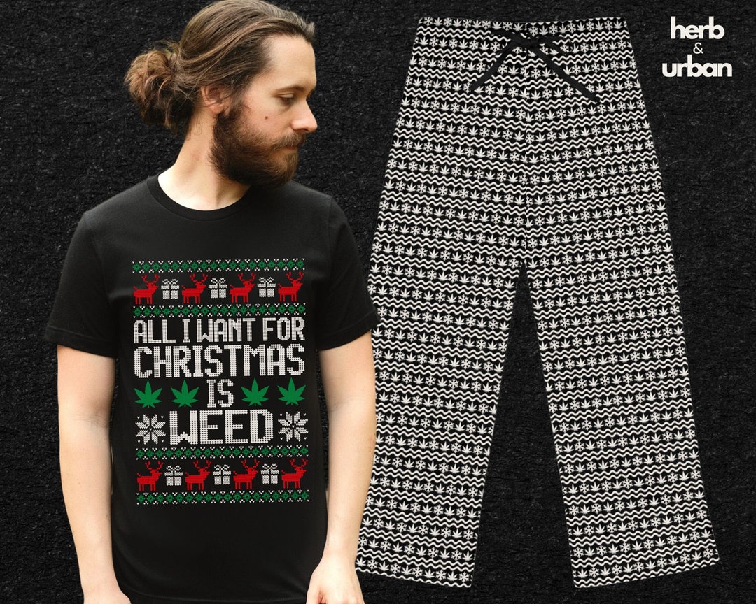 Matching Stoner Christmas Pajama Set, Xmas Weed Adult Pajamas, Gift for ...
